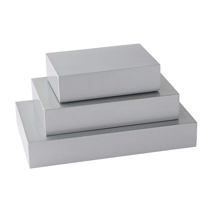 Metallic Silver Plastic Rectangle Block Displays