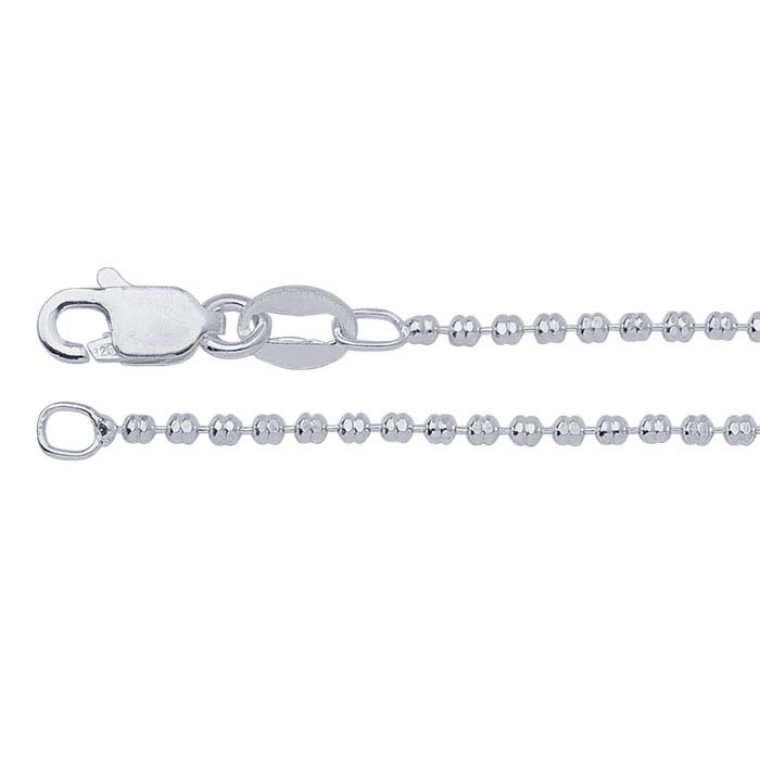 Sterling Silver Diamond-Cut Cylinder Bead Chains