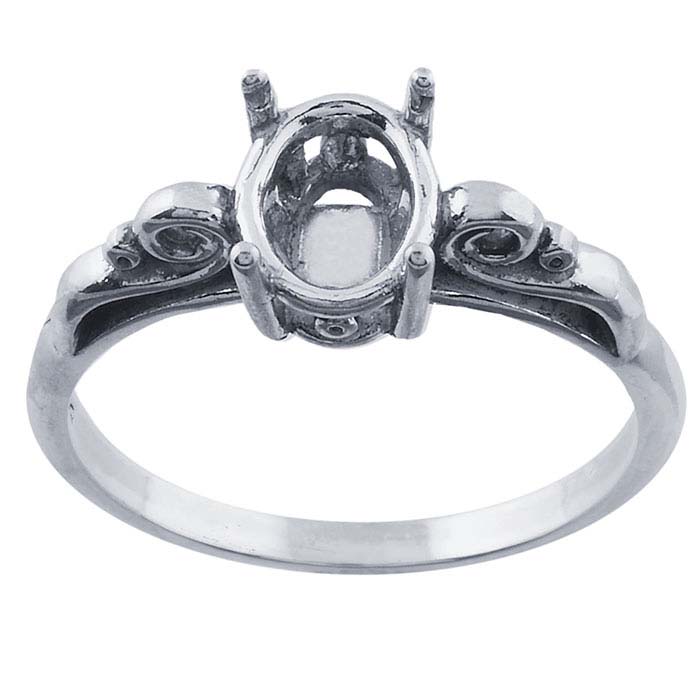 Sterling Silver Scrolled 8 x 6mm Oval Ready-Set™ Ring Mountings