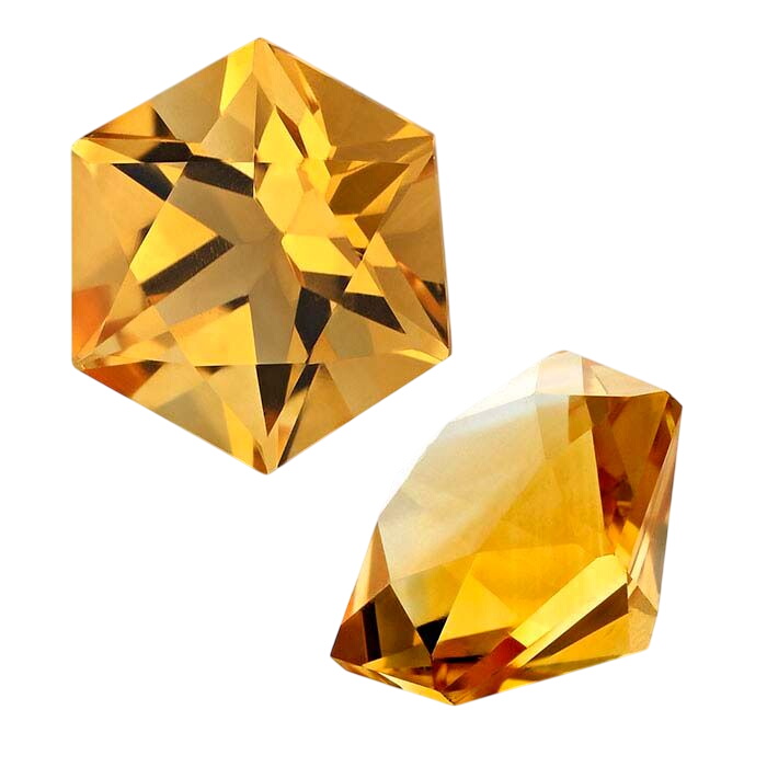 Citrine Hexagon Faceted Stones