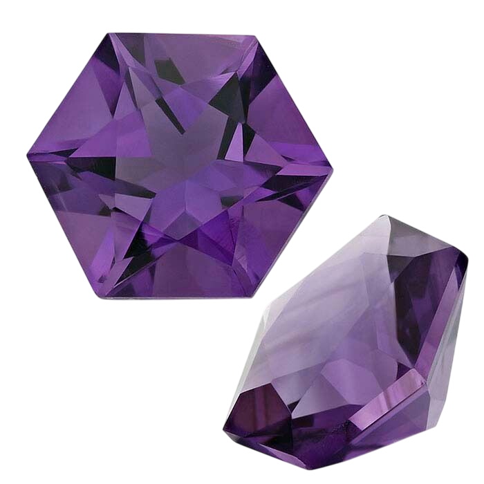 Amethyst Hexagon Faceted Stones