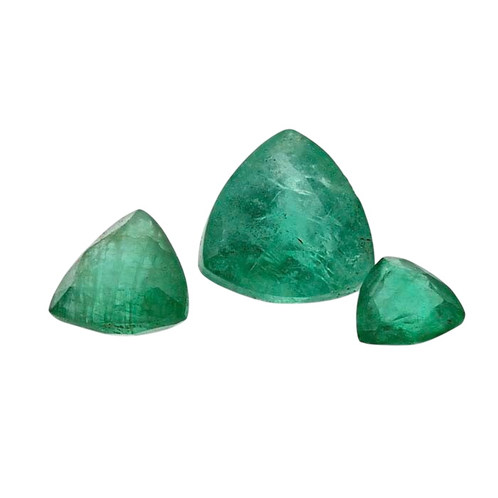 Emerald Trillion Faceted Stones, AA-Grade