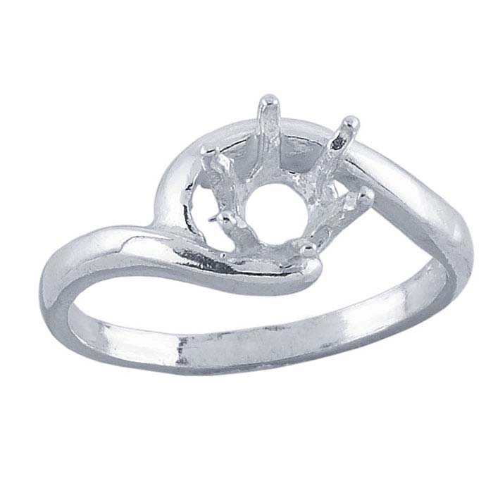 Sterling Silver ReadySet™ Crescent Round Ring Mountings